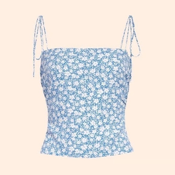 Reformation | Tops | Reformation Blue And White Floral Tie Lupe Cami ...